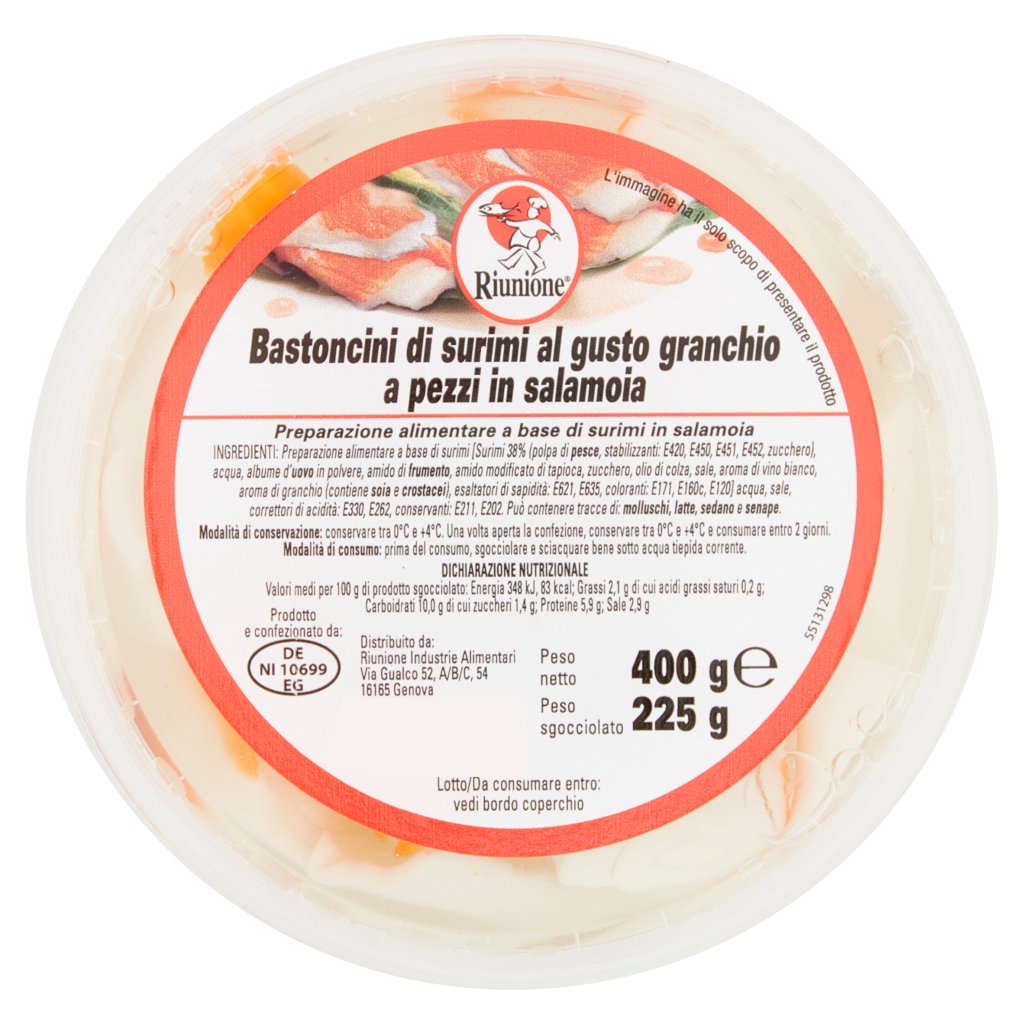 Riunione Bastoncini di Surimi al Gusto Granchio a Pezzi in Salamoia ...