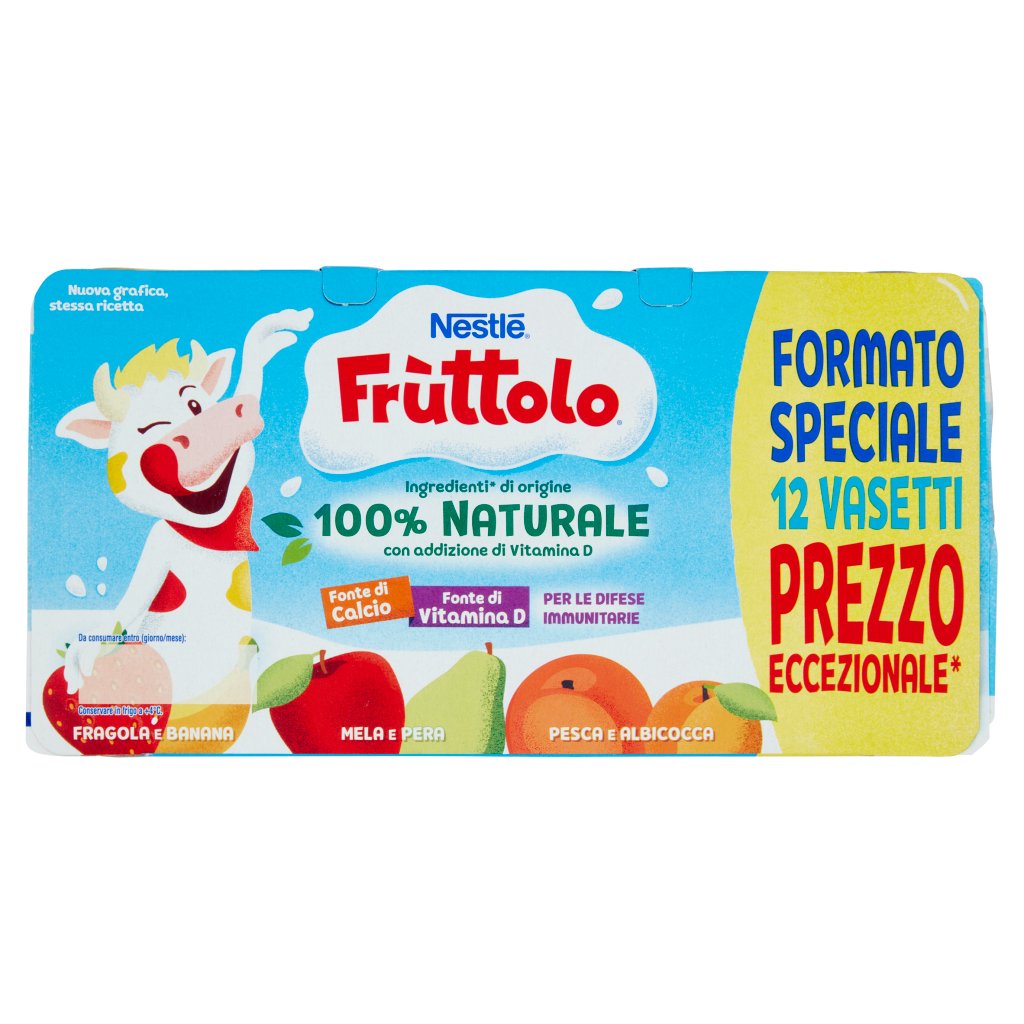 Fruttolo Nestlé Fragola e Banana, Mela e Pera, Pesca e Albicocca 12 x ...