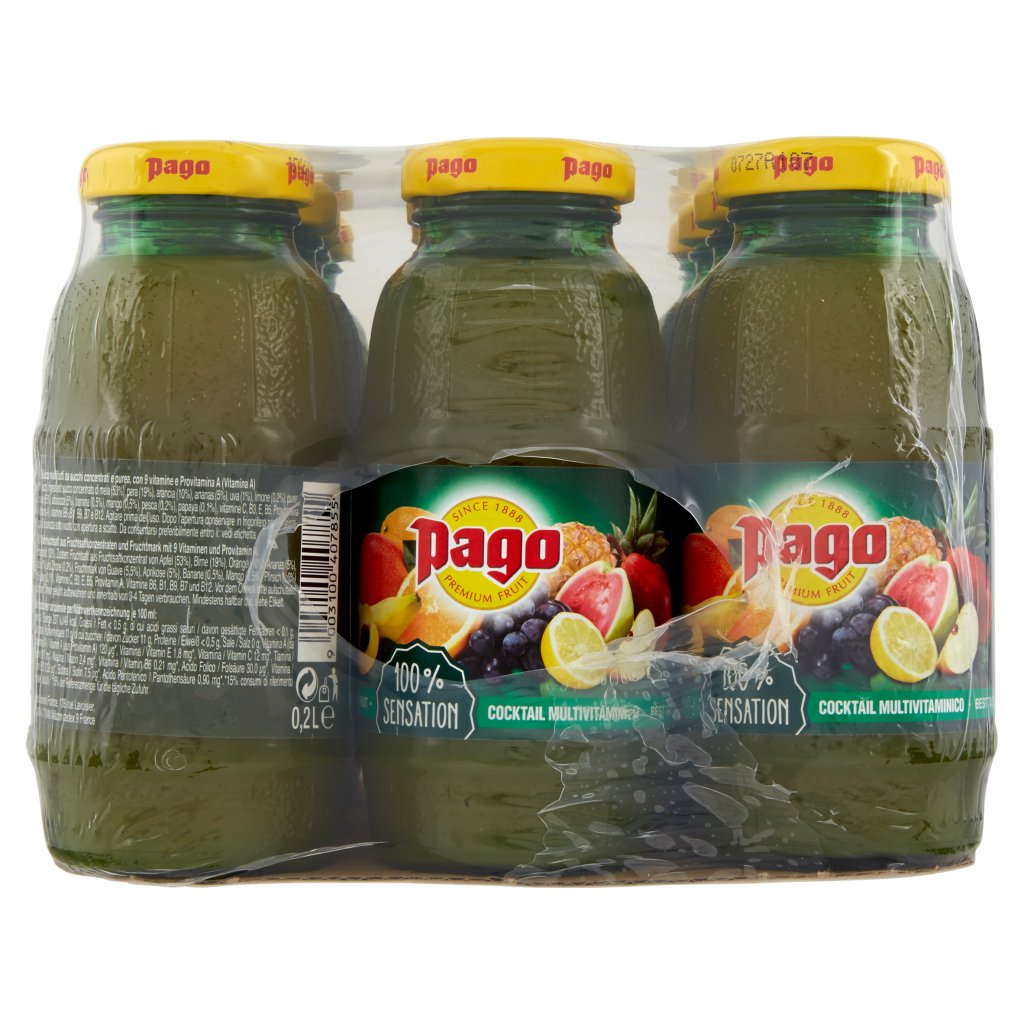 Pago Succo di Frutta, Cocktail Multivitaminico 100%, Bottiglia Vetro ...