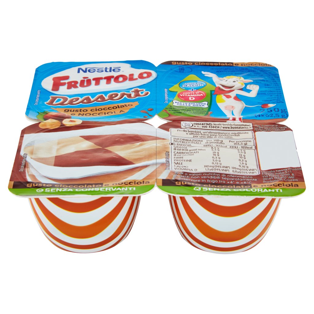 Fruttolo Nestlé Dessert Gusto Cioccolato e Nocciola 4 x 62,5 g | Everli