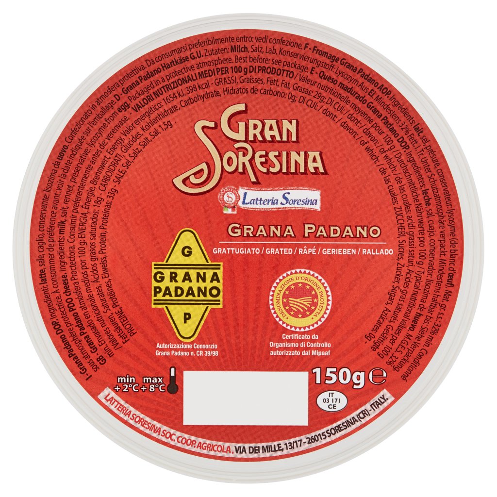Gran Soresina Grana Padano Dop Grattugiato Vaschetta | Supermercato24 Gran Soresina Grana Padano Dop Grattugiato Vaschetta | Supermercato24