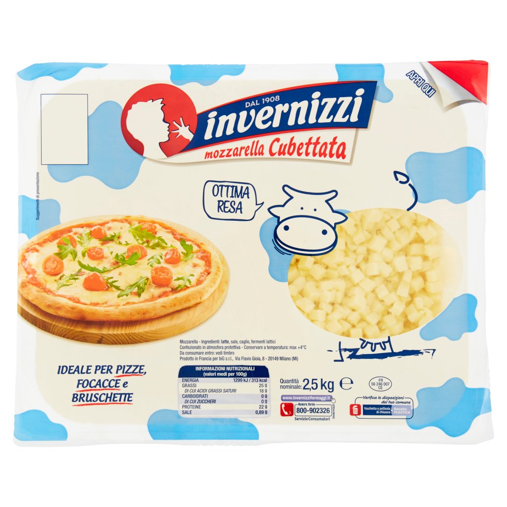 Invernizzi Mozzarella Cubettata 2,5 Kg | Everli